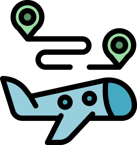 Airplane following flight path to destination Vector Image