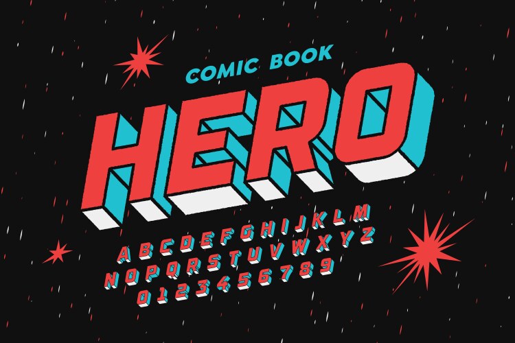 Comic book pop art super hero font Royalty Free Vector Image