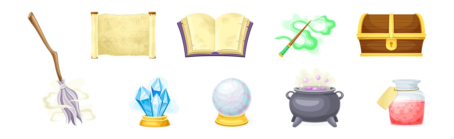 Magical object and witchcraft magician equipment Vector Image
