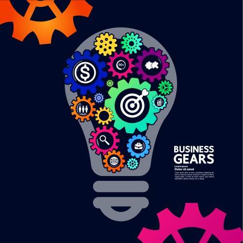 Gears creative idea set grand Royalty Free Vector Image