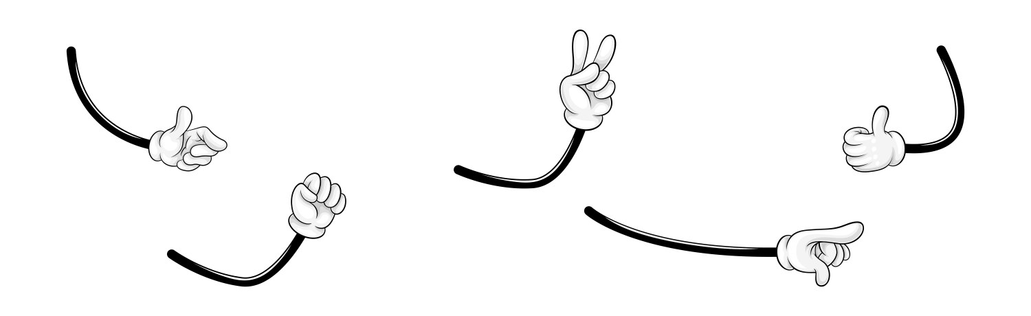 Cartoon hand and comic arm with five fingers Vector Image