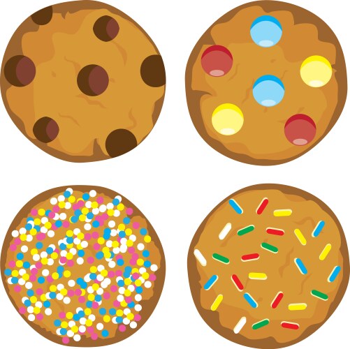 Chocolate chip whole cookie cartoon Royalty Free Vector