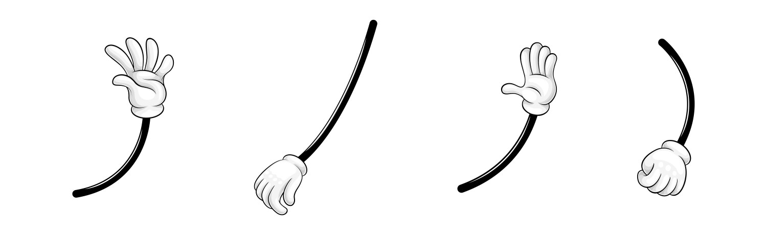 Cartoon hand and comic arm with five fingers Vector Image