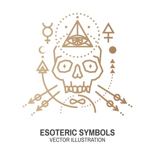 Esoteric symbols thin line geometric Royalty Free Vector