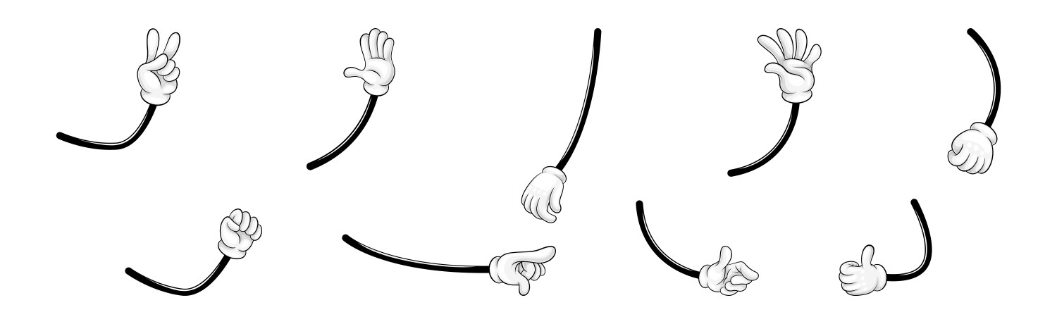 Cartoon hand and comic arm with five fingers Vector Image