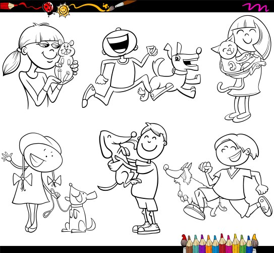 Multicultural children coloring page Royalty Free Vector