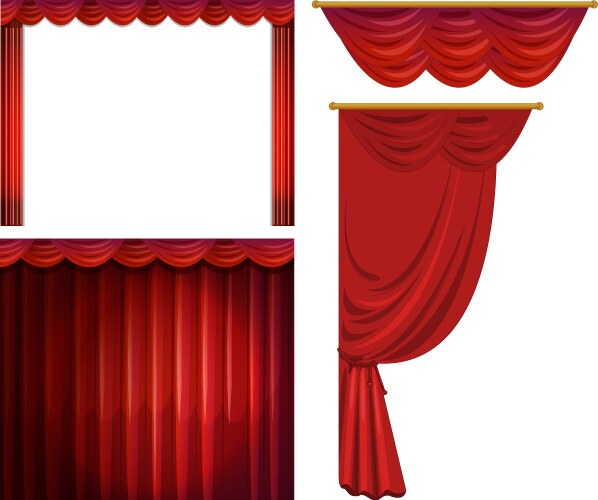 Realistic luxury red curtains with drapery Vector Image
