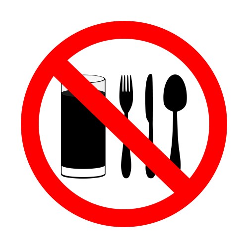 No eating and drinking sign ban on food forbidden Vector Image