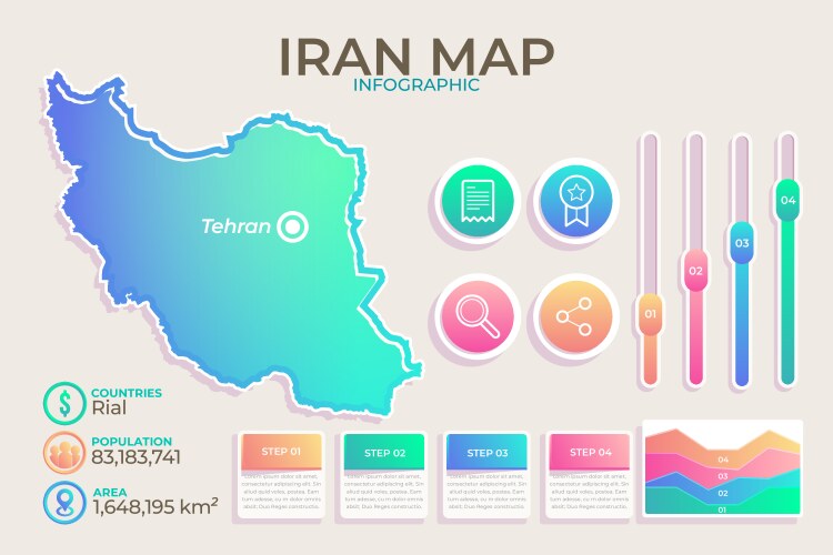 Iran map infographics Royalty Free Vector Image