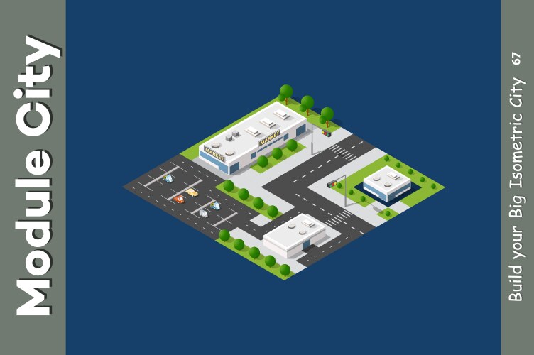 Isometric city residential area map Royalty Free Vector