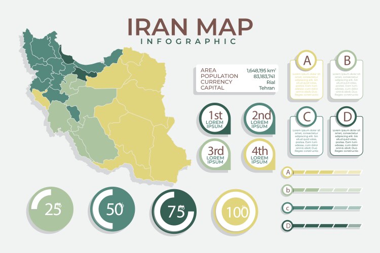 Iran map infographics Royalty Free Vector Image