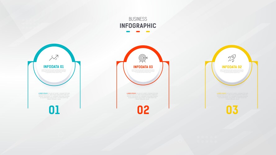 Three step infographic label design template Vector Image