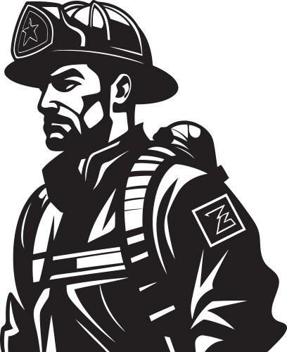 Black and white fire rescue art of c Royalty Free Vector
