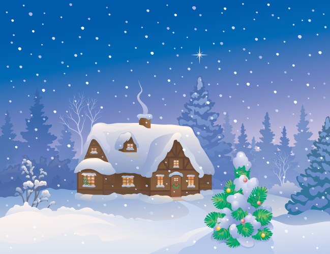 Christmas night scene Royalty Free Vector Image