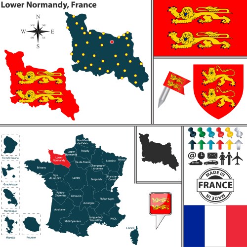 Cartoon france sights on map Royalty Free Vector Image