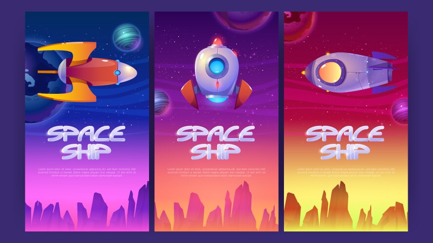 Space research poster spaceship landing Royalty Free Vector