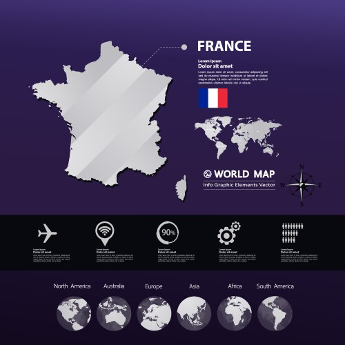 France map from scattered paper hearts in colors Vector Image
