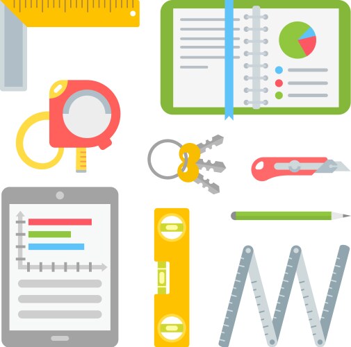 Office workplace objects set Royalty Free Vector Image