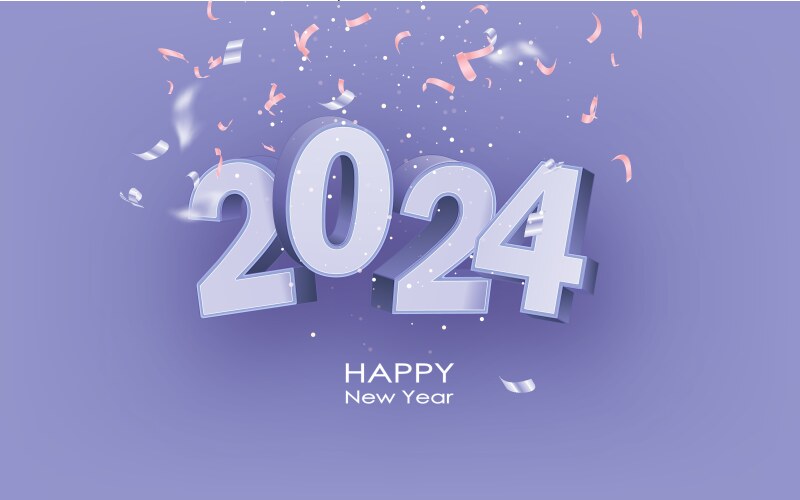 Happy new year 2024 with unique white numbers Vector Image