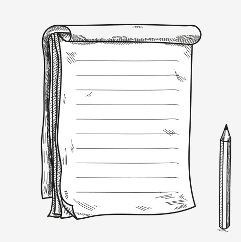 Hand drawn doodle sketch open notebook clear page Vector Image