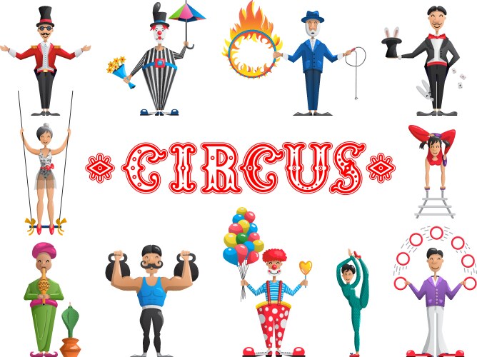 Magic performers fairytale circus show for kids Vector Image