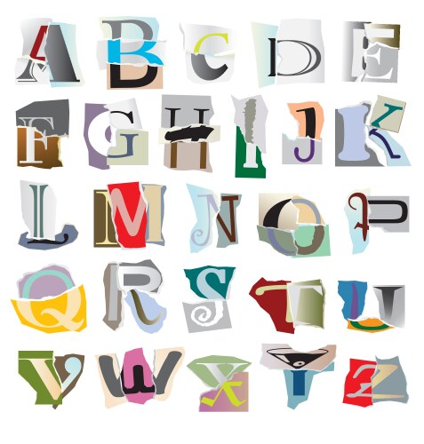 Paper style ransom note letter cut letters Vector Image