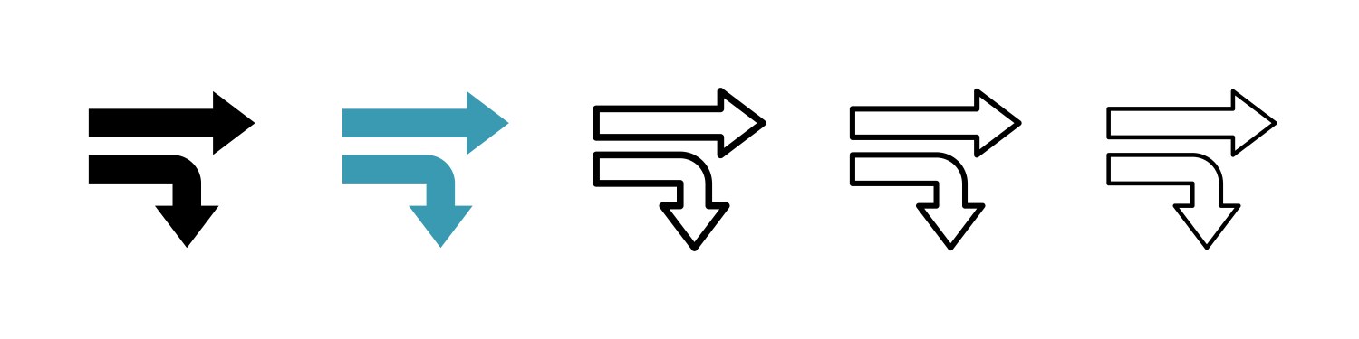 Diagram sankey icon set in black and white Vector Image