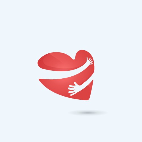Hugging heart symbol hug yourself love Royalty Free Vector