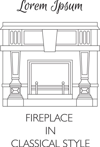 Christmas fireplace outline coloring page happy Vector Image
