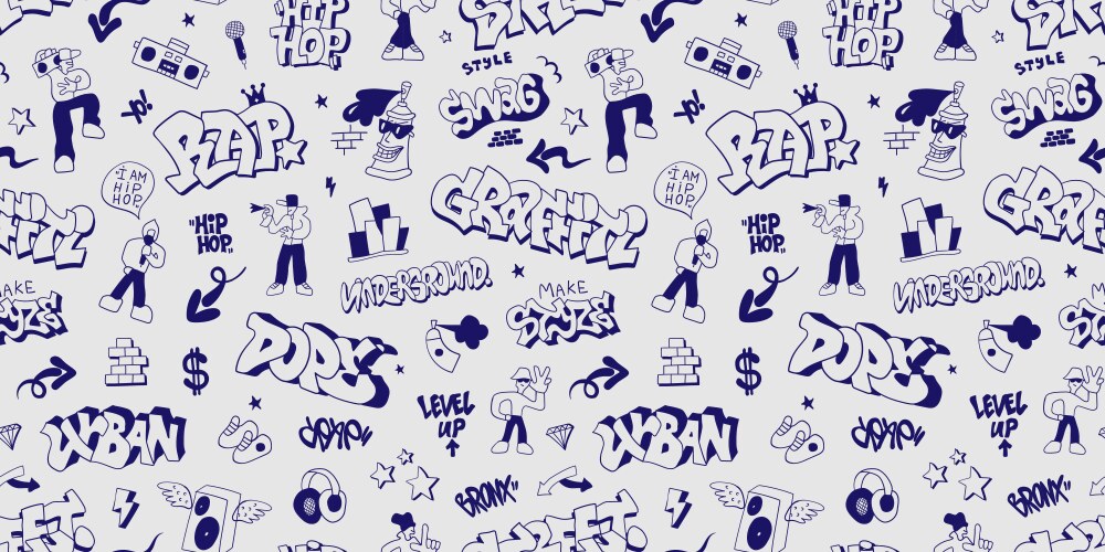 Rap music hip hop seamless background Royalty Free Vector