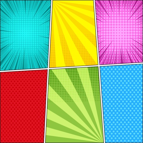 Cartoon comic backgrounds set comics book Vector Image