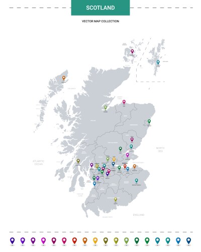 Map scotland with districts Royalty Free Vector Image