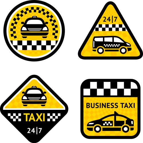 Taxi cab set stickers Royalty Free Vector Image