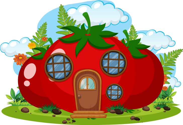 Fantasy fruit house isolated Royalty Free Vector Image