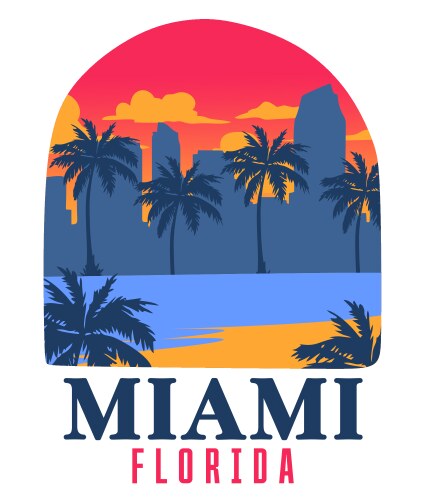 Miami florida with beautiful sky background Vector Image