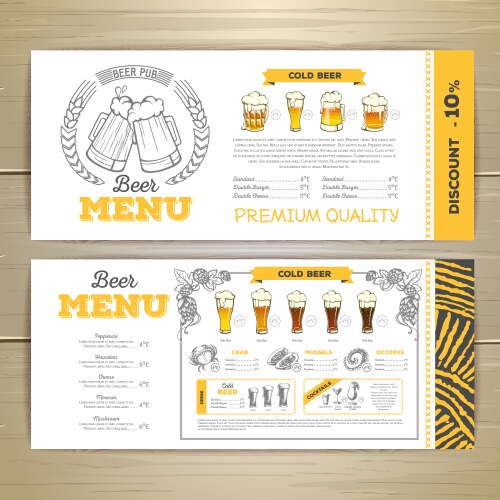 Beer menu design template retro background Vector Image