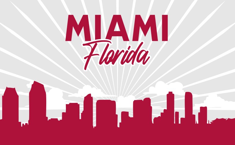 Miami florida with beautiful sky background Vector Image