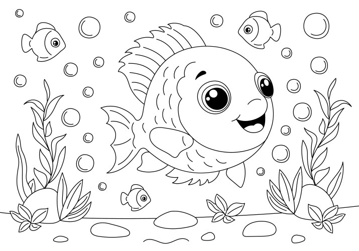 Fish Color Page Vector Images (over 8,300)
