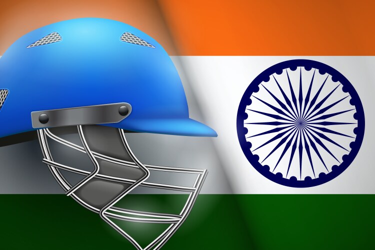 Cricket helmet with ball from a splash Royalty Free Vector