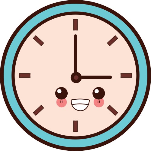 Analog clock time kawaii cute cartoon Royalty Free Vector