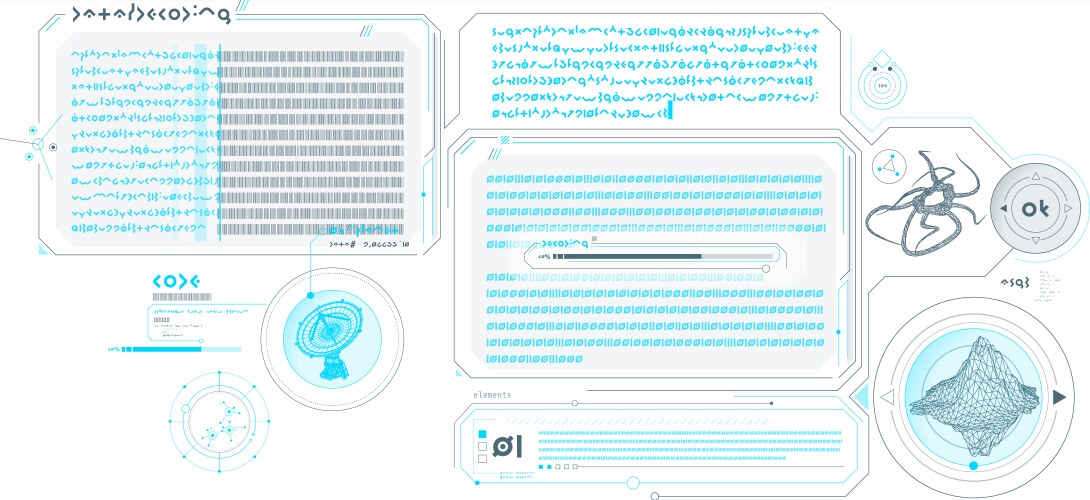 Interface set sci-fi sketch Royalty Free Vector Image