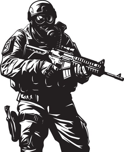 Strategic guardian elegant soldier holding gun Vector Image