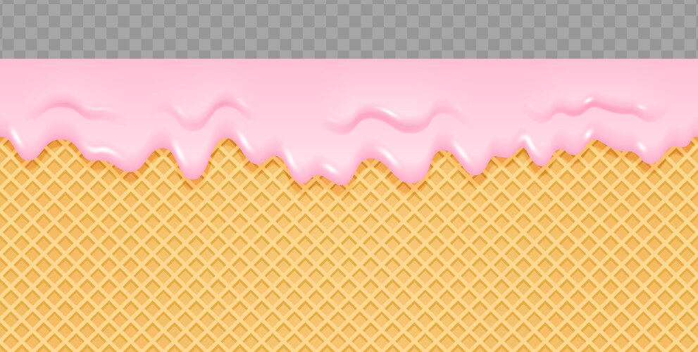 Pink Strawberry Melted Waffle Ice Cream Royalty Free Vector