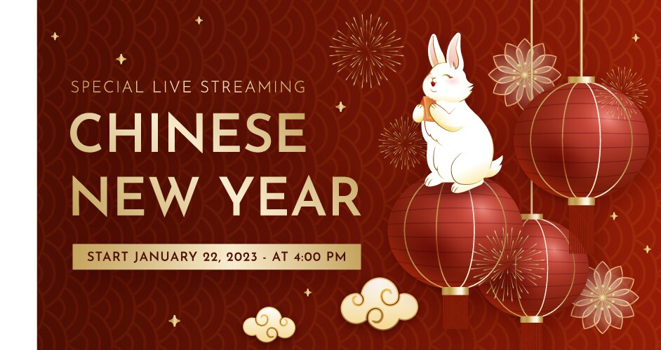 Chinese new year celebration youtube thumbnail Vector Image