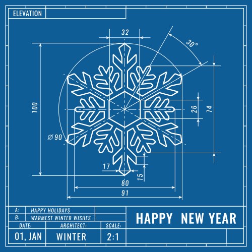Christmas tree as technical blueprint drawing Vector Image