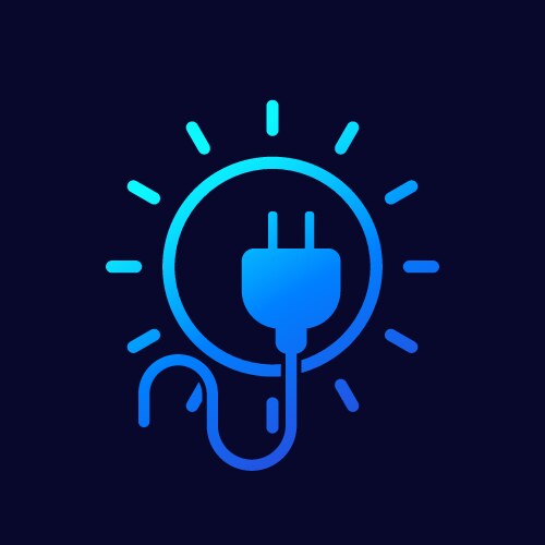 Solar energy sun and electric plug logo Royalty Free Vector