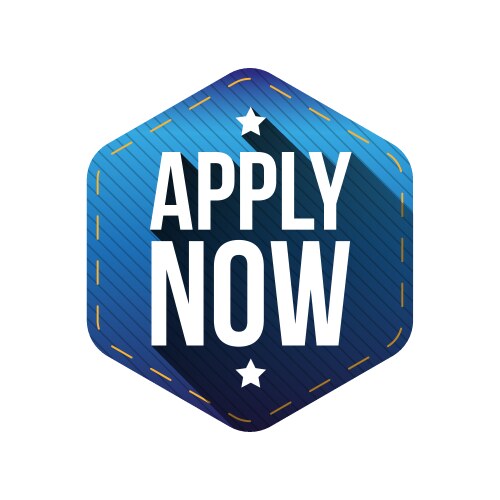 Apply now hexagon label Royalty Free Vector Image