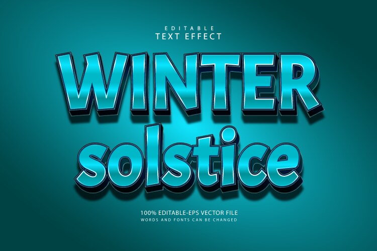 Winter solstice editable text effect 3 dimension Vector Image