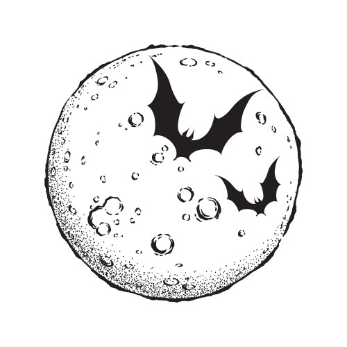 Antique style line art and dot work full moon Vector Image