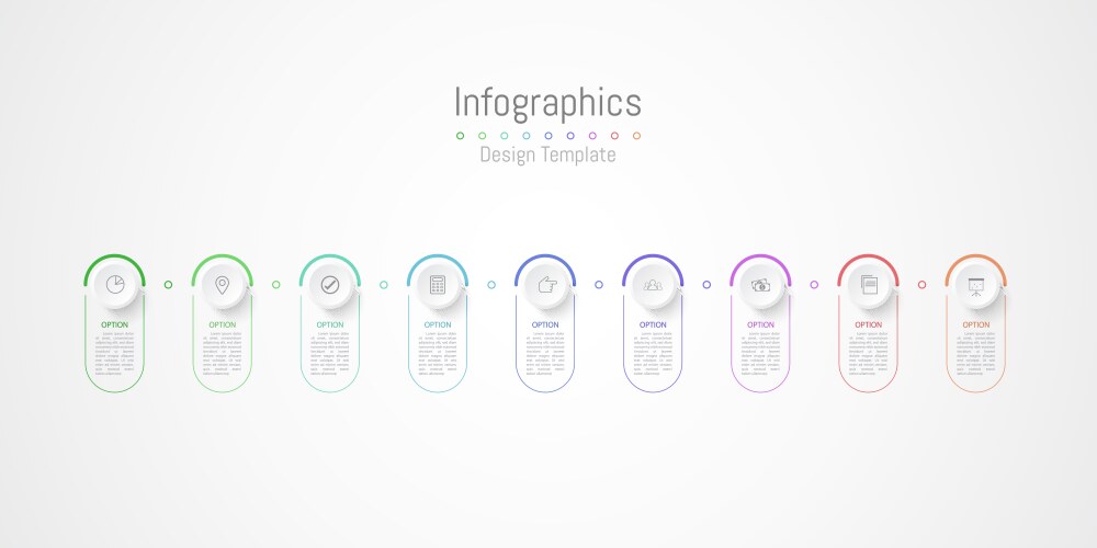 Infographic 9 options design elements Royalty Free Vector